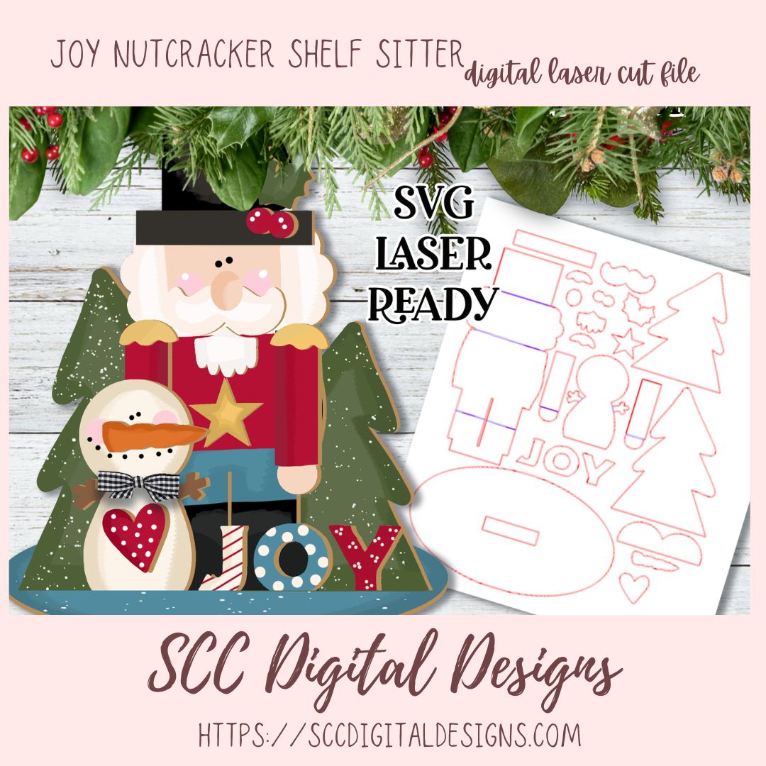 Cute Nutcracker Shelf Sitter SVG Cut Design, 3D Laser Ready for Glowfo – SCC Digital Designs