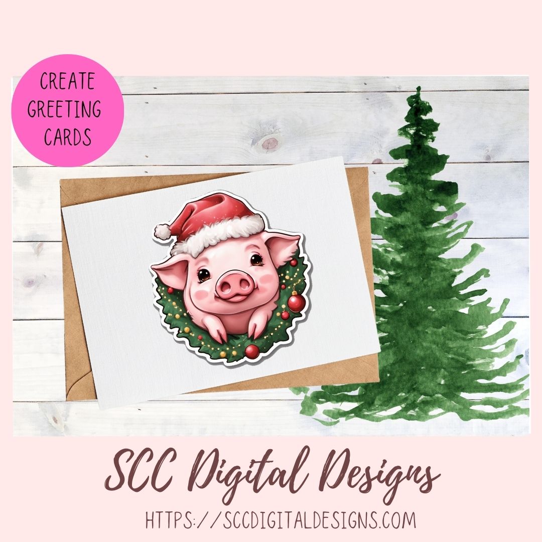 Cute Christmas Pigs Stickers for Digital or Paper Planners, Farm Anima ...