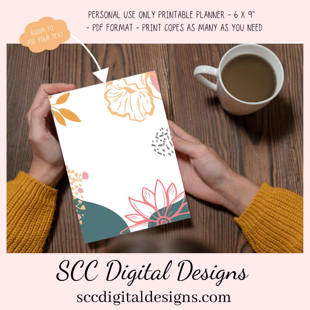 Boho Modern Printable Daily Weekly Monthly Calendar Schedule, Self Car ...