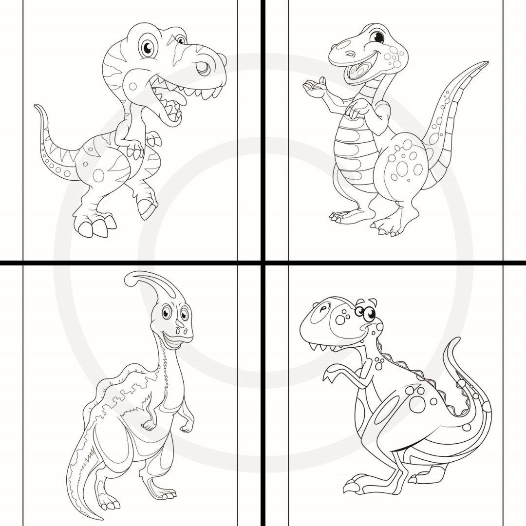 Dinosaurs Printable Coloring Book, 10 Pages Plus Cover Page, Prehistor ...