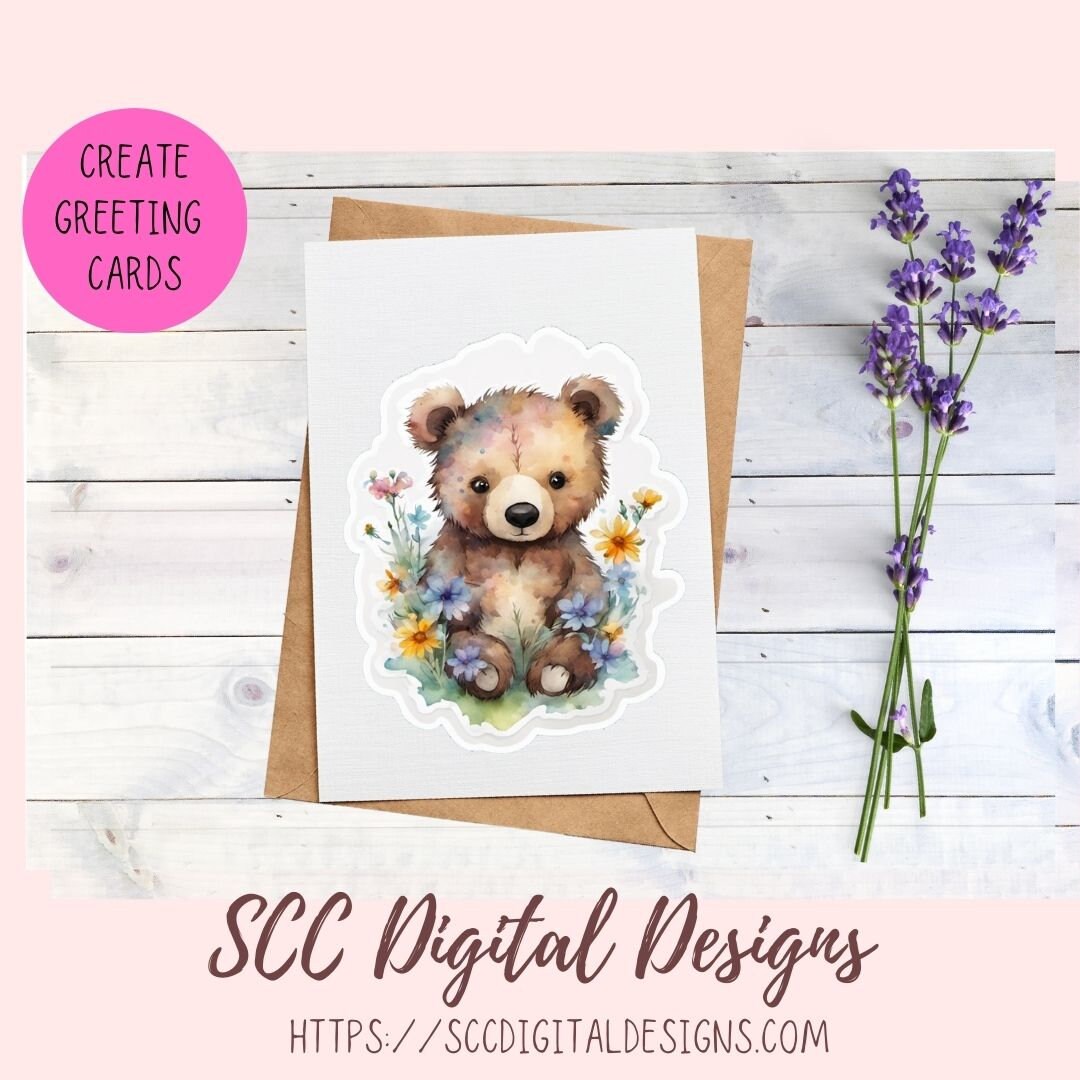 Whimsical Bear PNG Stickers for Digital or Paper Planners, Commercial ...
