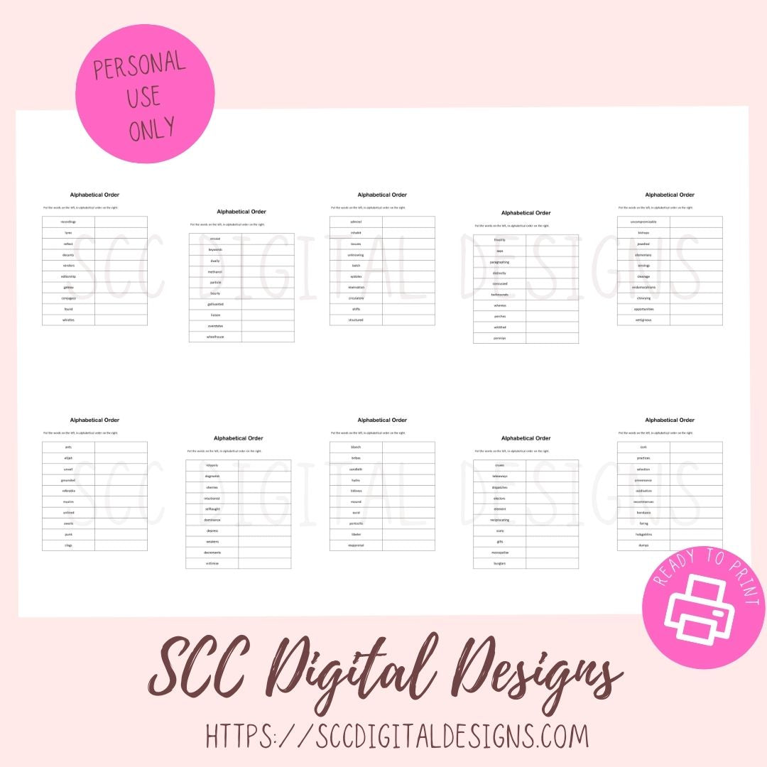 Kid's Alphabetical Order Printable Activity Book #1, Digital Download ...