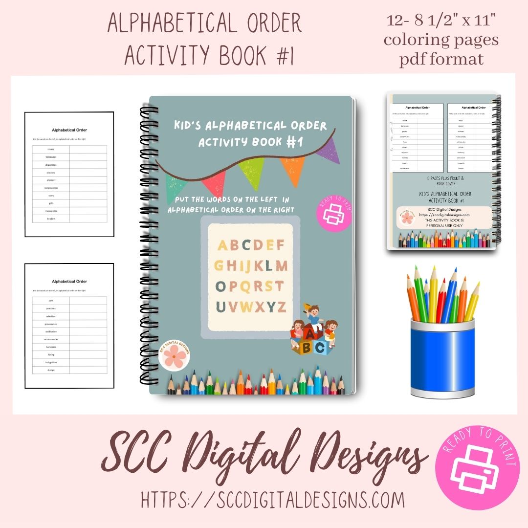 Kid's Alphabetical Order Printable Activity Book #1, Digital Download ...