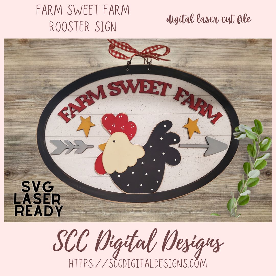 Farm Sweet Farm SVG, Farmhouse Kitchen 3D Chicken Lover Gift, Designed ...