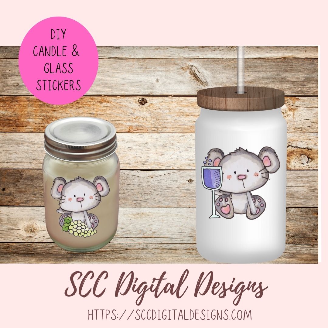 Wine Mouse PNG for DIY Gift Tags for a Hostess Gift, Cute Mice Clipart ...