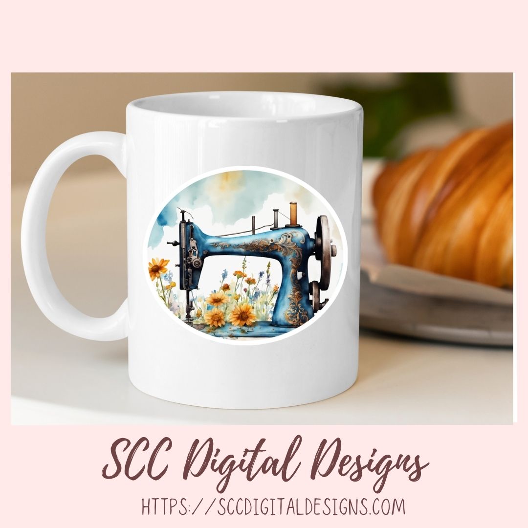 Sewing Machine PNG Digital Sticker Pack, Pre-Cropped Print and Cut Sti ...