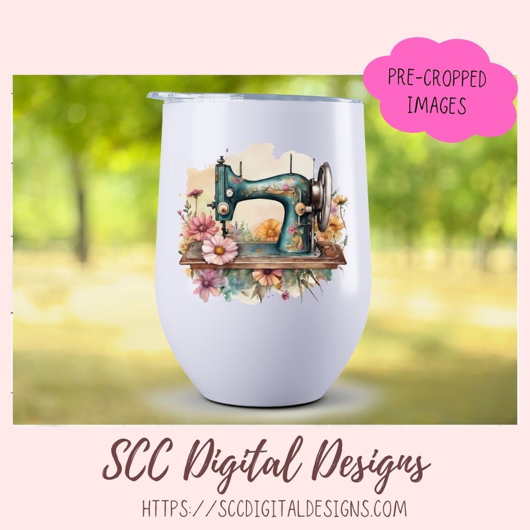 Sewing Machine PNG Digital Sticker Pack, Pre-Cropped Print and Cut Sti ...