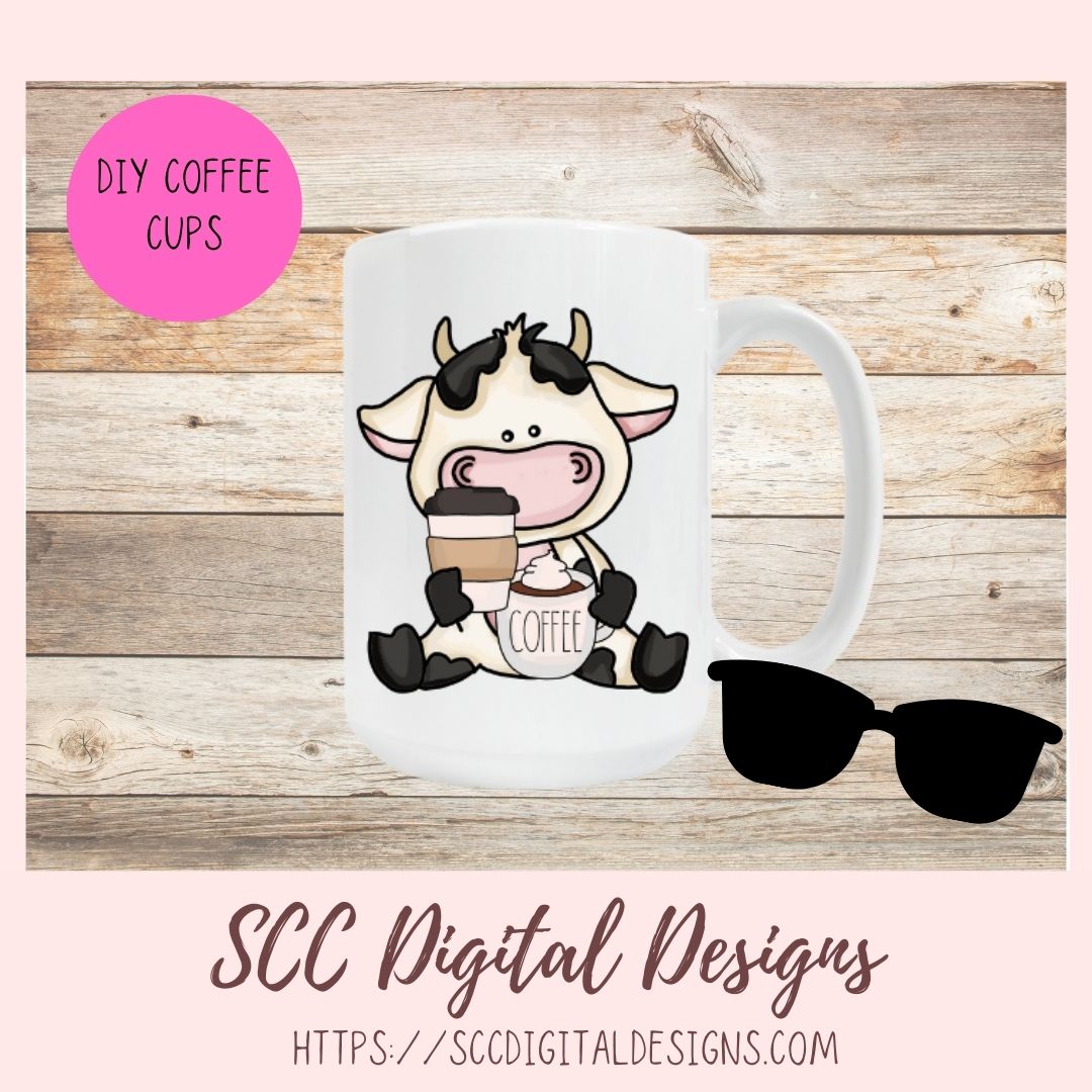 Coffee Shop Clipart, Bitty Black and White Cows, Coffee Drinks PNG Cli ...