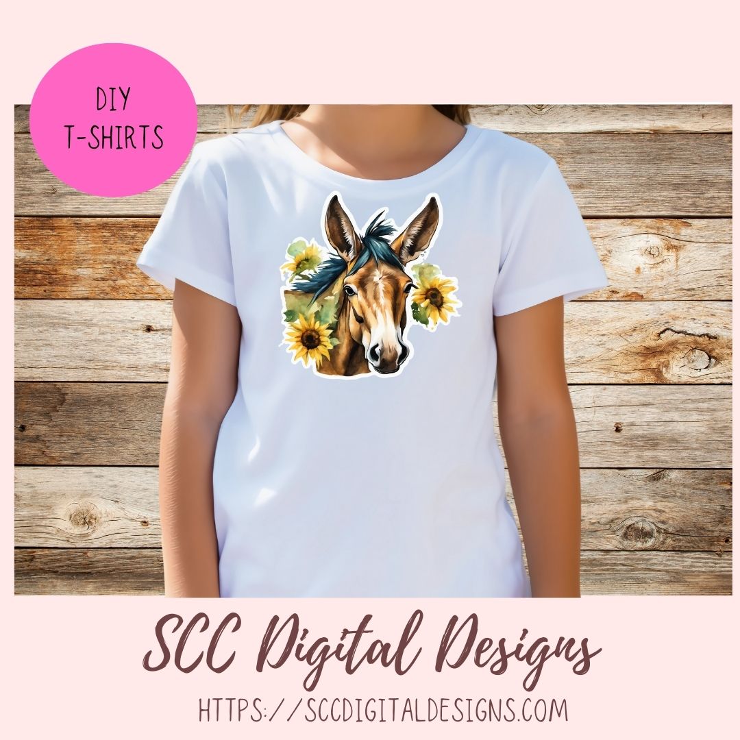 Mule PNG Digital Sticker Pack, Farm Animals Pre-Cropped Print and Cut ...