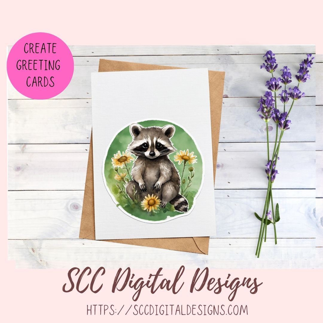Whimsical Racoon PNG for Stickers for Paper and Digital Planners, Lapt ...