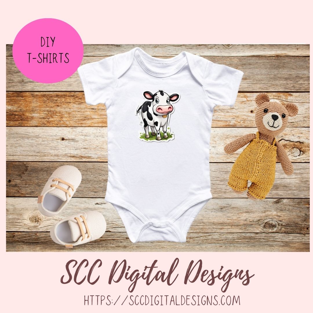 Silly Cow PNG Sticker Set, Digital Pre-Cropped Sticker, Printable Plan ...