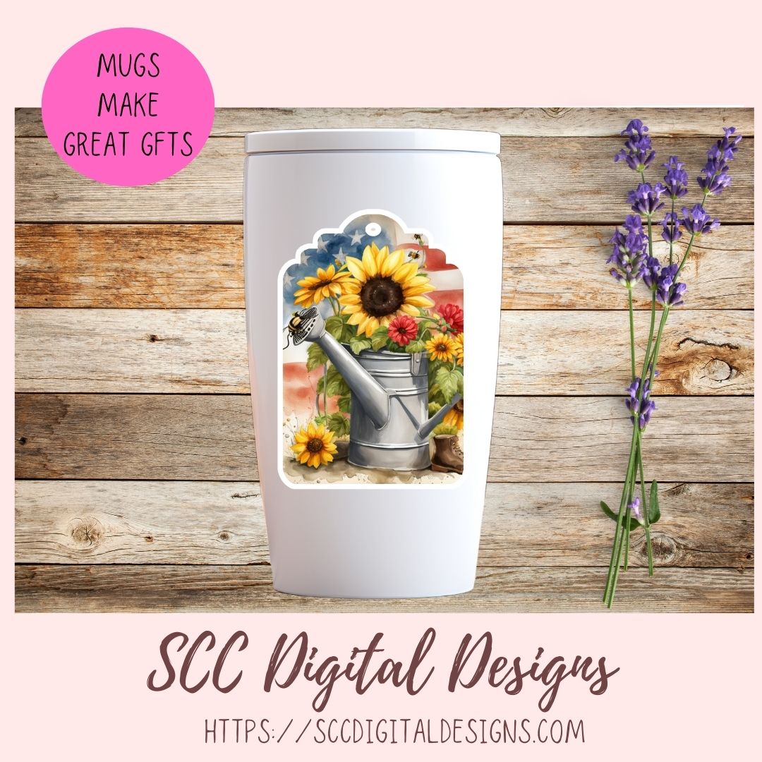 Spring PNG Bundle, Galvanized Water Can and Sunflowers Printable & Dig ...