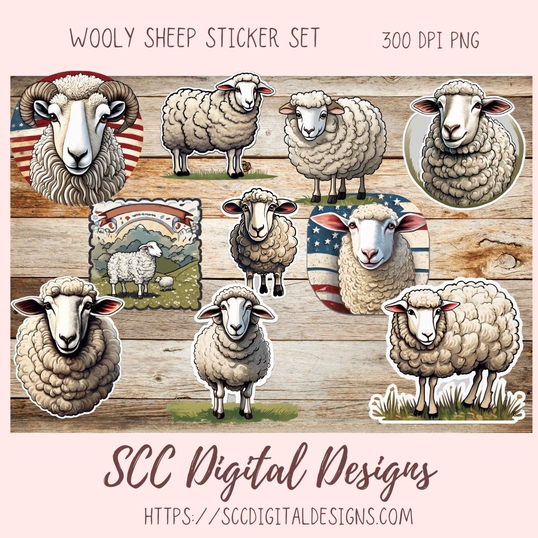 Wooly Sheep Sticker Set for Digital and Printable Planners, Journals ...