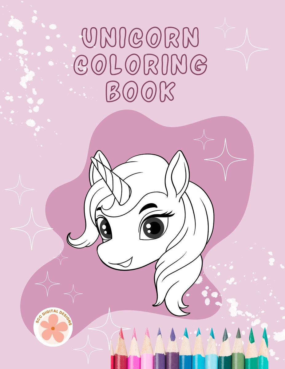 Unicorn Printable Coloring Book Pages, Fantasy Print at Home Colorbook ...