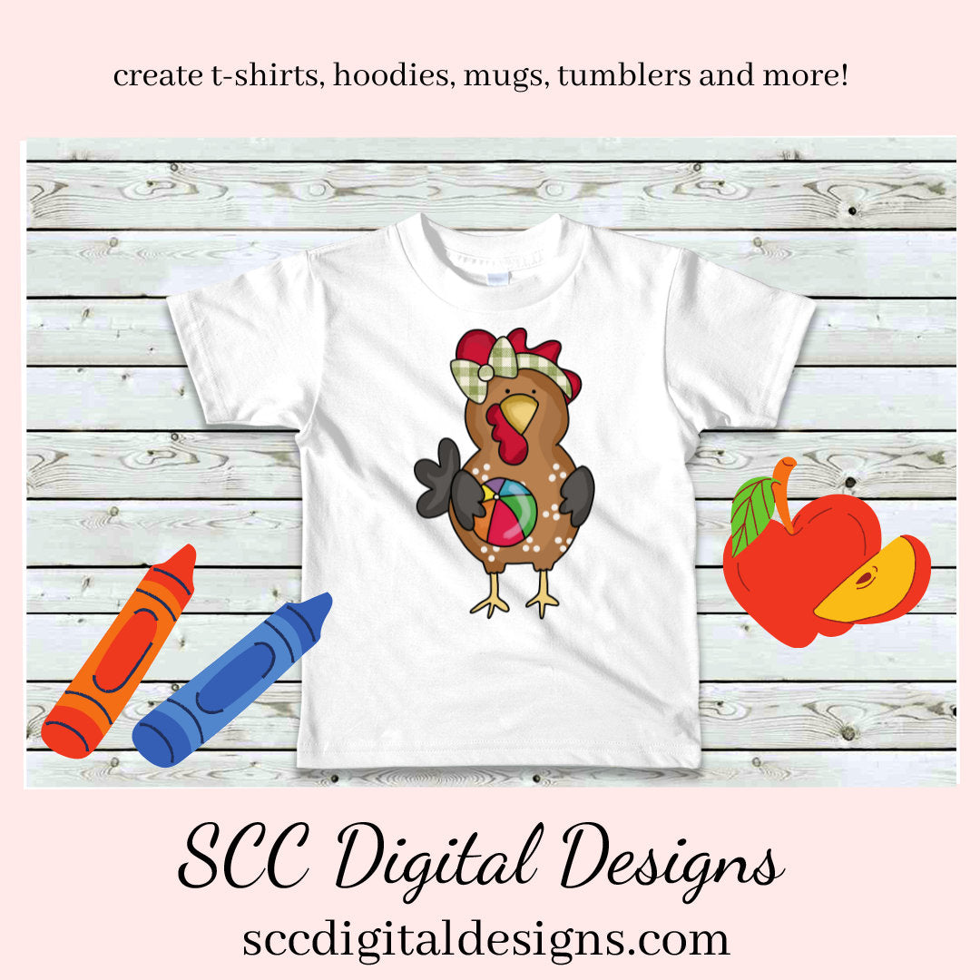 Funny Chicken at the Beach Clipart Set, Chickens & Sand Castle, Crabs ...