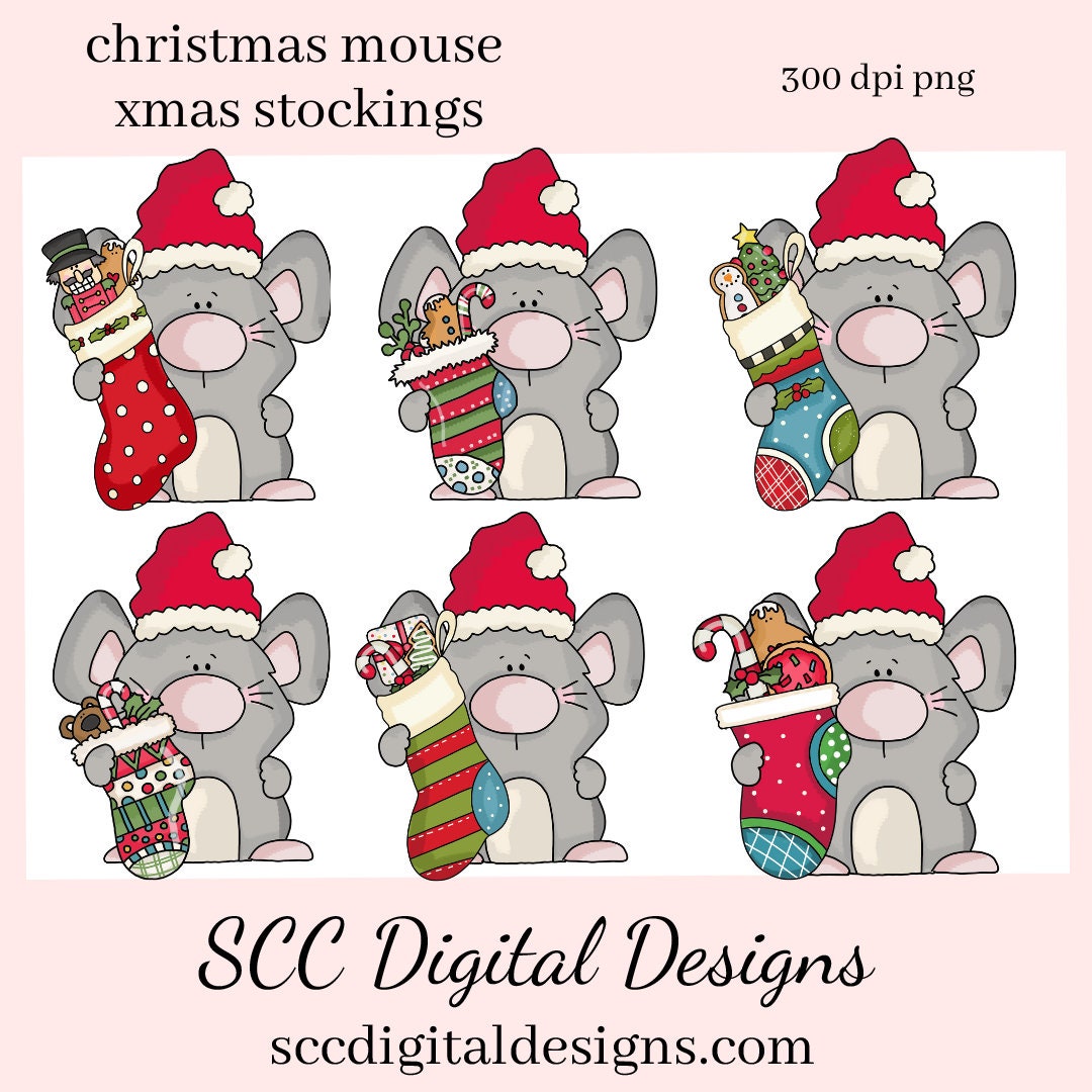 Christmas Mouse Xmas Stockings Clipart, Chunky Mice, Nut Cracker, Part ...